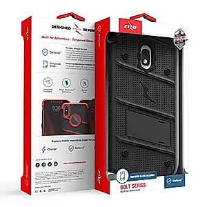 ZIZO Bolt Series Samsung Galaxy Amp Prime 3 Case Military Grade Drop Tested with Tempered Glass Screen Protector Holster Black