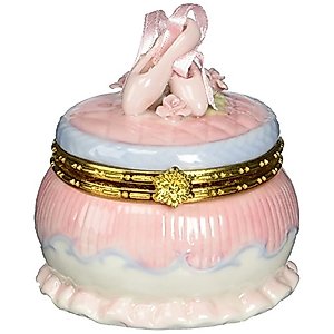 Cosmos 10605 Fine Porcelain Ballerina Shoe Hinged Box, 2-3/4-Inch , Pink