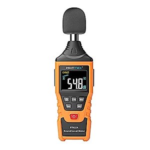 Protmex PT622A Sound Level Meter, Digital Decibel Reader Measurement, Range 30-130 dB with Large LCD Screen Display, Accuracy 1.5dB Noise Meter, Fast and Slow Selection
