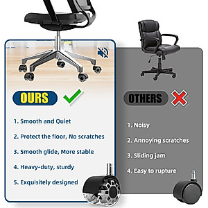 Office Chair Wheels Replacement-Heavy Duty Rubber Wheels for Office Chair(2200Lbs)-2''Universal Size Office Chair Casters,Smooth & Safe Rolling for All Floors Including Hardwood and Carpet(Set of 5)
