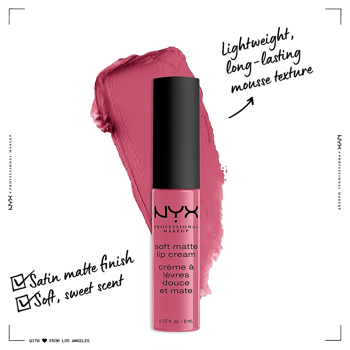 NYX PROFESSIONAL MAKEUP Soft Matte Lip Cream, Lightweight Liquid Lipstick - Milan (Dark Pink-Brown)
