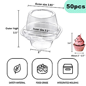 i-CHONY Individual Cupcake Holder - Clear Plastic Dome Single Cupcake Carrier Muffin Container Holders Cases Boxes Cups(50pcs)