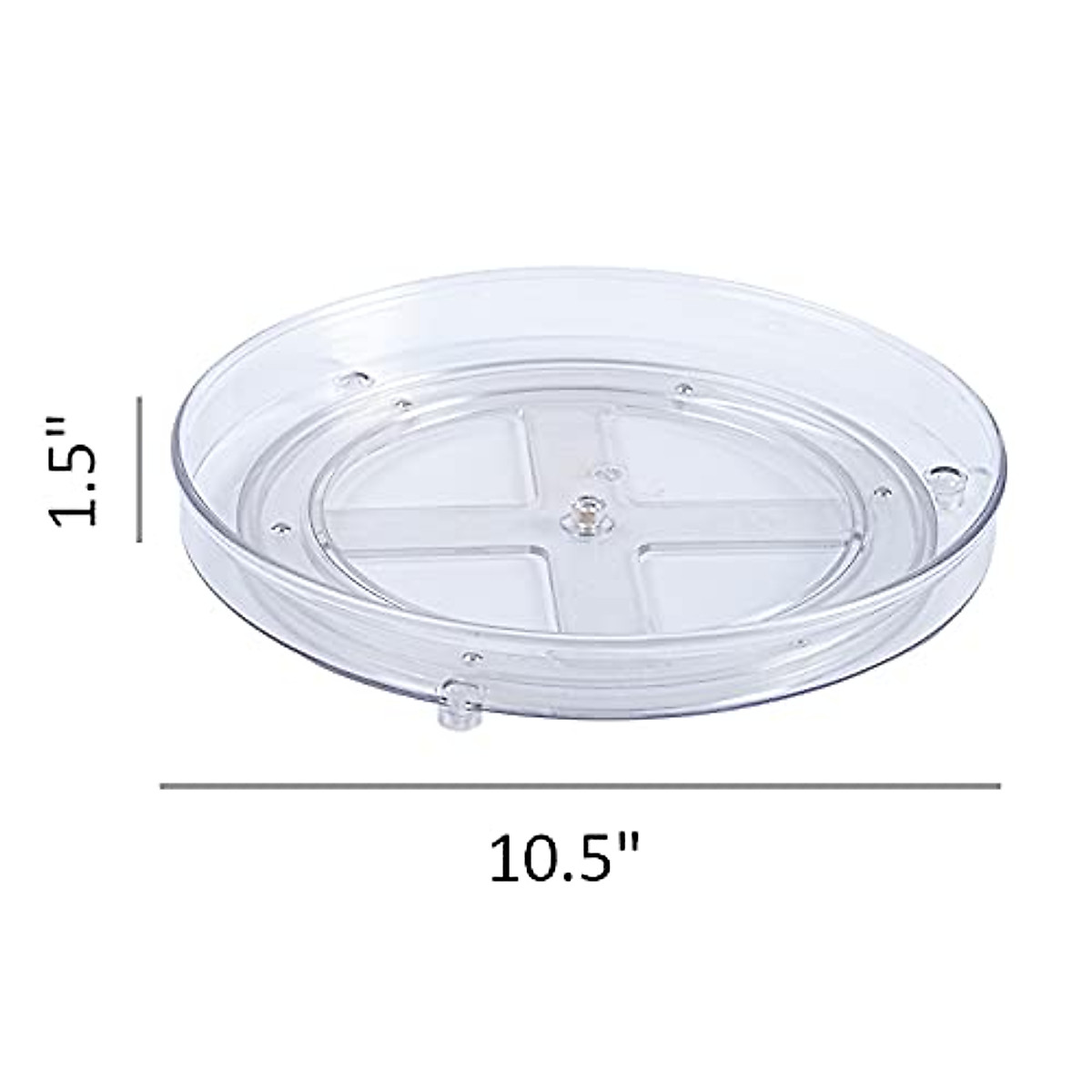 Lazy Susan Rotating Kitchen Turntable Food Storage Spinning Organizer Container for Countertop, Cabinet, Pantry, Fridge, Cupboard, Vanity, Office, Baking Supplies, Spices, Condiments - 10.5" Clear