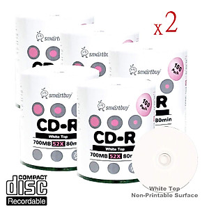 Smart Buy White Top CD-R 1000 Pack 700mb 52x Blank Recordable Discs, 1000 Disc, 1000pk