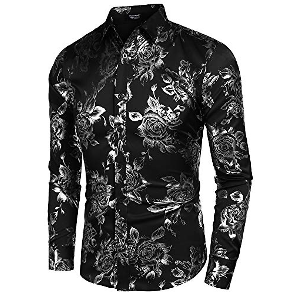 COOFANDY Mens Rose Shirt Long Sleeve Dress Shirt Button Down Casual Slim Fit