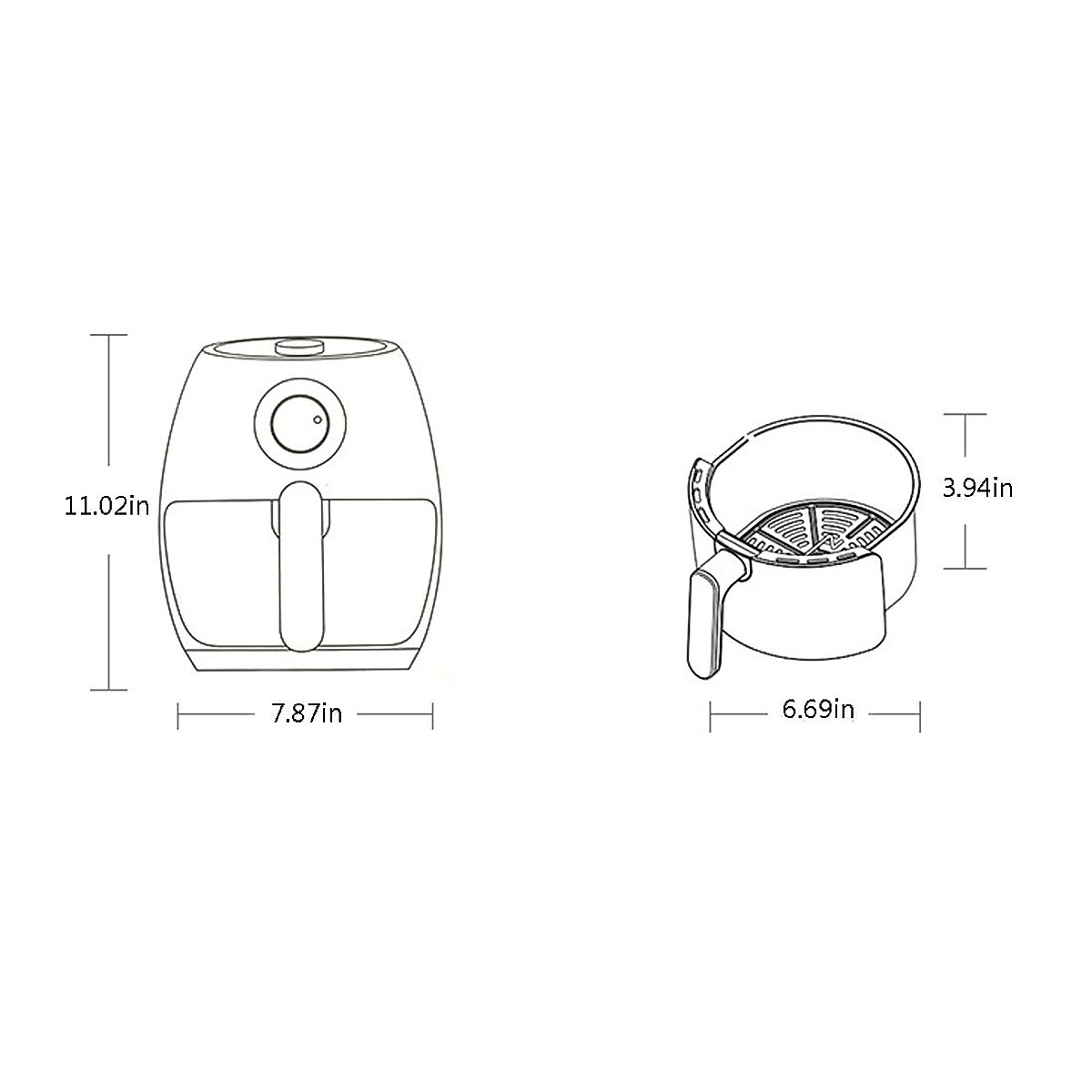 Household Air Fryer 1000W Office Mini Small Capacity Multifunction Oilless French Fries Electric Fryer Kitchen Non Stick Oven Automatic Power Off 2.2L