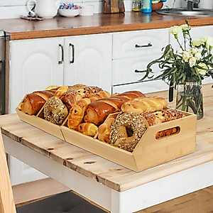 Ollieroo Bamboo Stackable Storage Bin, Pantry Organizer and Storage Baskets, Potato and Onion Kitchen Organizer, Kitchen Storage Containers for Produce, Fruit, Bread, Vegetable, Garlic, Pack of Two