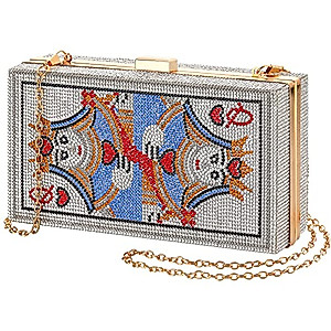 Poker Card Queen Clutch Purses for Women Bling Rhinestone Evening Bag Crystal Evening Clutch Novelty Card Shaped Handbag for Women Girls Party