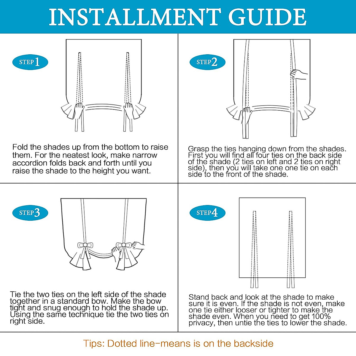 H.VERSAILTEX Blackout Room Darkening Curtain Balloon Curtains & Tie-up Curtains Bathroom Window Curtains Short Rod Pocket Curtain Panel - 42" Wide by 63" Long - Solid in Ivory/Cream