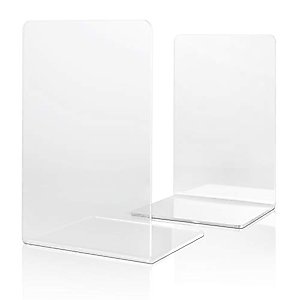Bookend-Plastic Acrylic Bookends，Bookends，Book Ends for Shelves，Bookshelf Book Holder，Heavy Duty Book Ends (Transparent Book Ends)