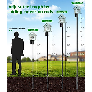 Bluebird House Pole 109 Inch, Heavy Duty Bird Feeder Pole for Outdoors, Adjustable Smart Bird Feeder Stand, Bird Buddy Mounting Pole