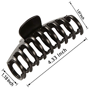 Hair Claw Clips for Thick Hair - 4pcs 4.3’’ Plastic Nonslip Jumbo Hair Clips Strong Hold Hair Jaw Clips Big Hair Clips French Design Hair Styling Accessories for Women Girls(3 Packs) (Black-4P)