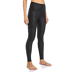 Colorfulkoala Women's High Waisted Matte Faux Leather Leggings Full Length Yoga Pants(M, Black)