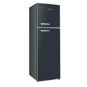 RCA RFR1055-BLACK, Retro 2 Door Apartment Size Refrigerator with Freezer, 10, Black, cu ft