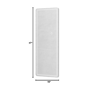 NeuType Full Length Mirror with Lights, 47"x16" LED Full Length Mirror, Over The Door Lighted Mirror with 2 Hangers, Dimmable Brightness & 3 Color, Wall Mirror for Bedroom, No Battery Required, White