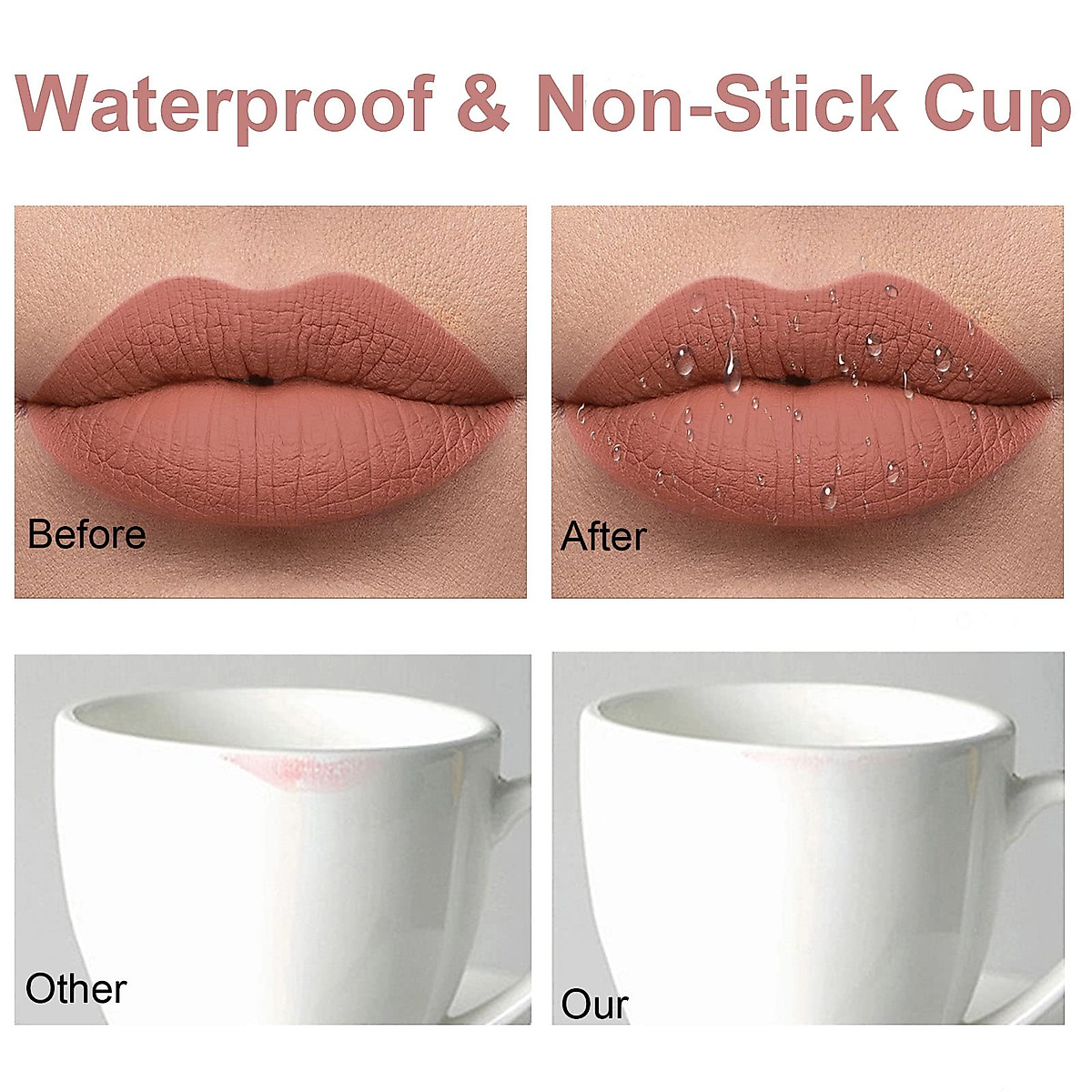 Rosarden Matte Nude Lipstick - Matte Liquid Lipstick - Nude Liquid Lipstick - Waterproof & Long Lasting 24 Hour Matte Lipstick- Soft Velvet Matte Lipstick - Matte Lipstick Lip Makeup for Women(01)