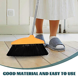 Cabilock Long Handled Broom, Stainless Steel Broom Brush Angle Head Floor Brooms Heavy Duty Indoor Commercial Broom Sweeper Floor Cleaning Tool for Garage Lobby