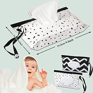 FEBSNOW 2 Pack Baby Wipe Dispenser,Portable Refillable Wipe Holder, Baby Wipes Container,Wipe Dispenser, Reusable Travel Wet Wipe Pouch