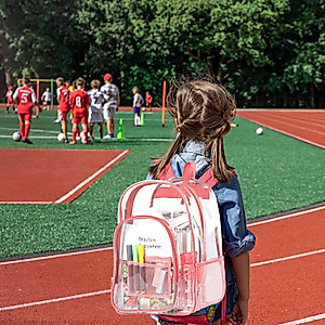 Keepcross Pink Clear Backpack for Women Girls,Heavy Duty Clear Bookbags for School College Work Security