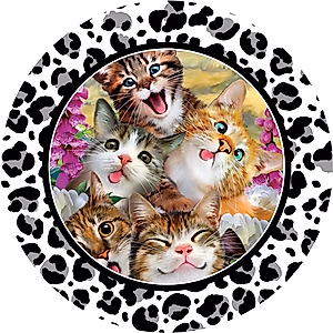 WZVZGZ 12x12 inch,Wreath Round Metal Tin Sign,Kitten Cat Selfie Foxglove Flower Butterfly,Suitable for Home Garden Kitchen Bar Cafe Restaurant Garage Wall Decor Retro Vintage