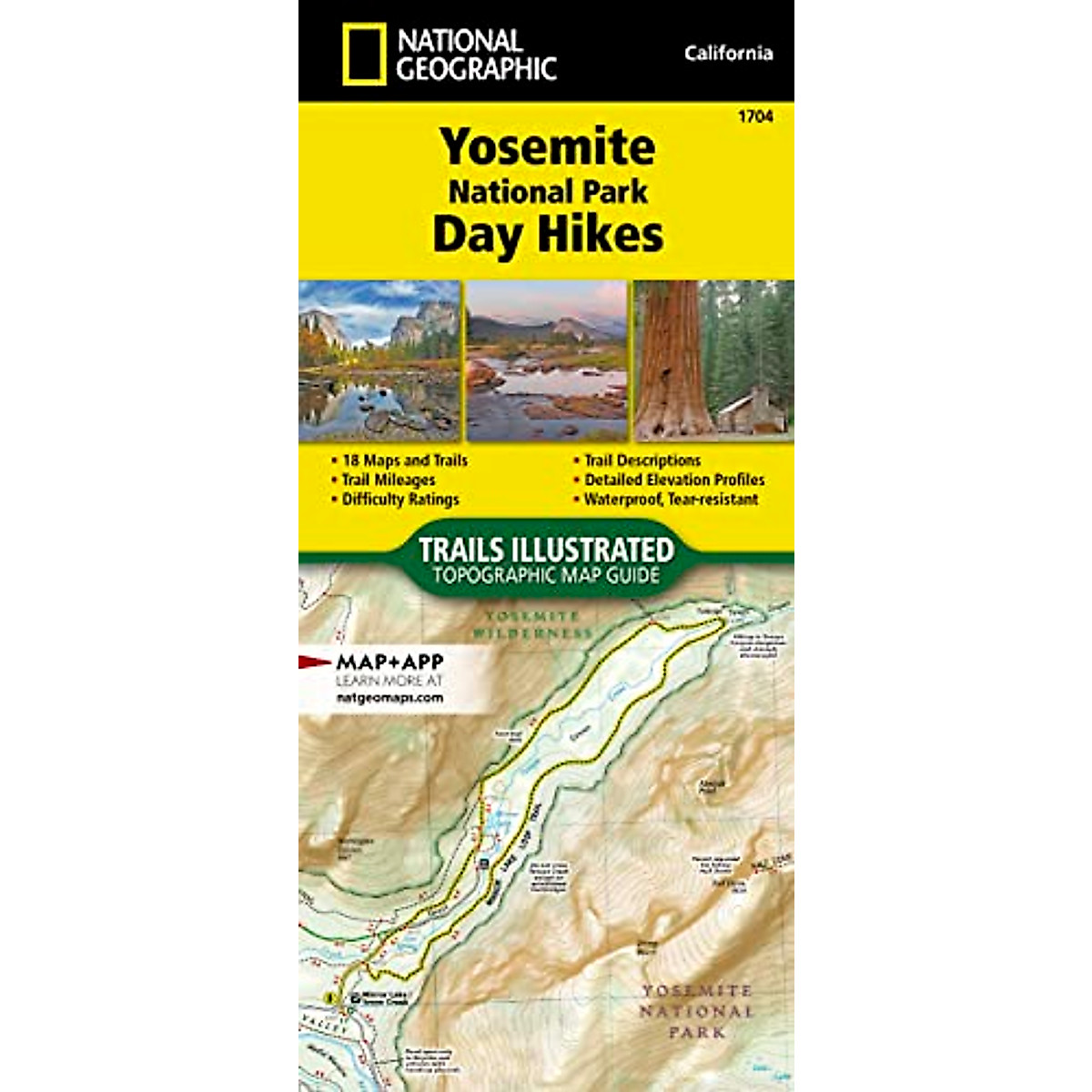 Yosemite National Park Day Hikes Map (National Geographic Topographic Map Guide, 1704)
