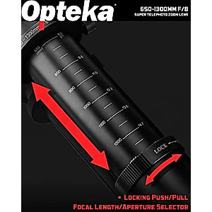 Opteka 650-1300mm (with 2X- 1300-2600mm) Telephoto Zoom Lens for Canon EF-Mount EOS 90D, 80D, 77D, 70D, 60D, 50D, 7D, 6D, 5D, 5DS, 1DS, T8, T8i, T7i, T7s, T7, T6s, T6i, T6, T5, SL3, SL2 DSLR Cameras