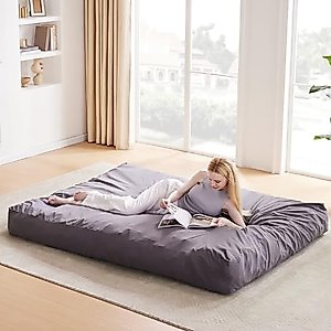AYEASY Bean Bag Chair with Filler, Memory Foam Bean Bag Couch with Microfiber Cover(Blue, Queen)