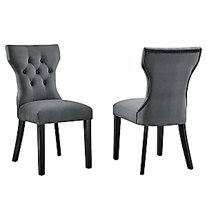 Modway Silhouette Velvet Set of 2 Dining Chairs with Gray Finish EEI-5014-GRY