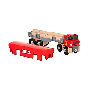 BRIO World 33657 - Lumber Truck - 6 Piece Wooden Toy Train for Kids Ages 3 and Up, Grey