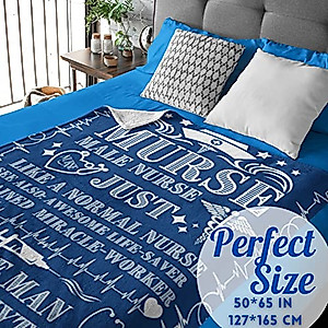 InnoBeta Nurse Blanket, Funny Nurse Gifts for Men, Murse, Warm Soft Fuzzy Blanket for Men, Nurse Gift for Male Nurse, RN, Retired Nurse Nursing School, Throw Blanket 50x65 Inches Blue