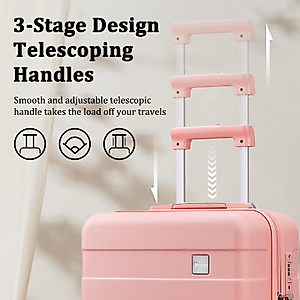 imiomo 24 IN Checked Luggage, Suitcase with Spinner Wheels, Hardside 3PCS Set Lightweight Rolling Travel Luggage with TSA Lock(24"/Pink)