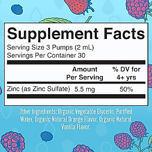 MaryRuth Organics Zinc Supplements for Immune Support, Liquid Zinc Supplement, Immune Support Supplement for Kids, Ages 4-13, Zinc Sulfate, Vegan, USDA Organic, Glycerin Based, 2 Fl Oz