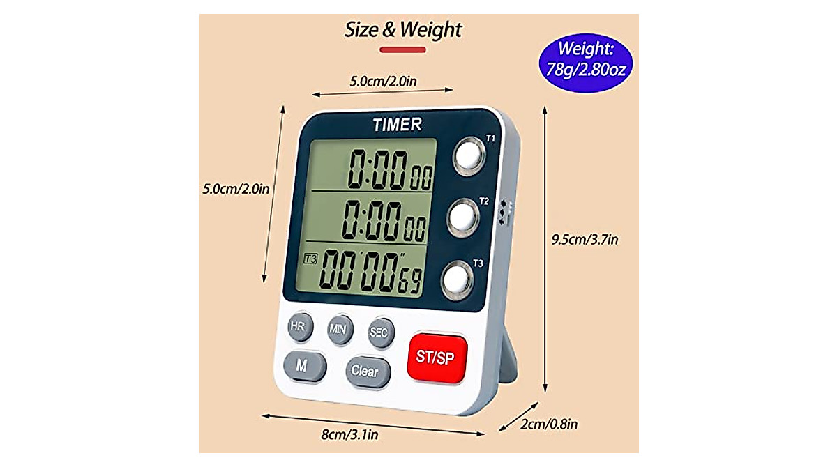 Xluvuvuk Digital Kitchen Timer - Triple Channel Functionality
