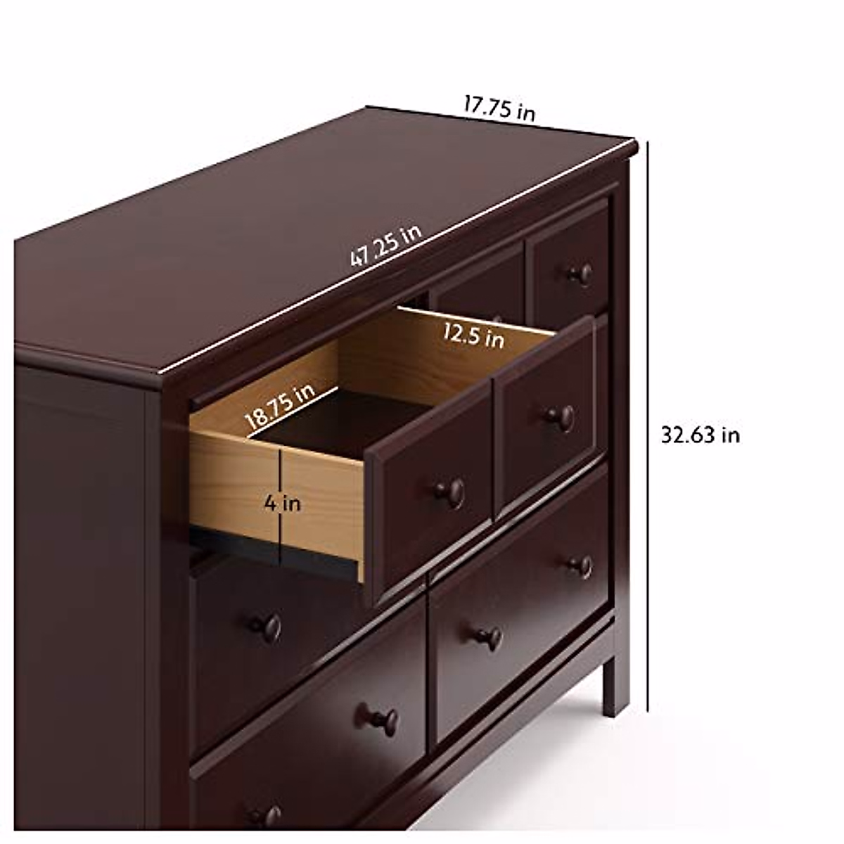 Graco Benton 6 Drawer Double Dresser (Espresso) – Easy New Assembly Process, Universal Design, Durable Steel Hardware and Euro-Glide Drawers with Safety Stops, Coordinates with Any Nursery