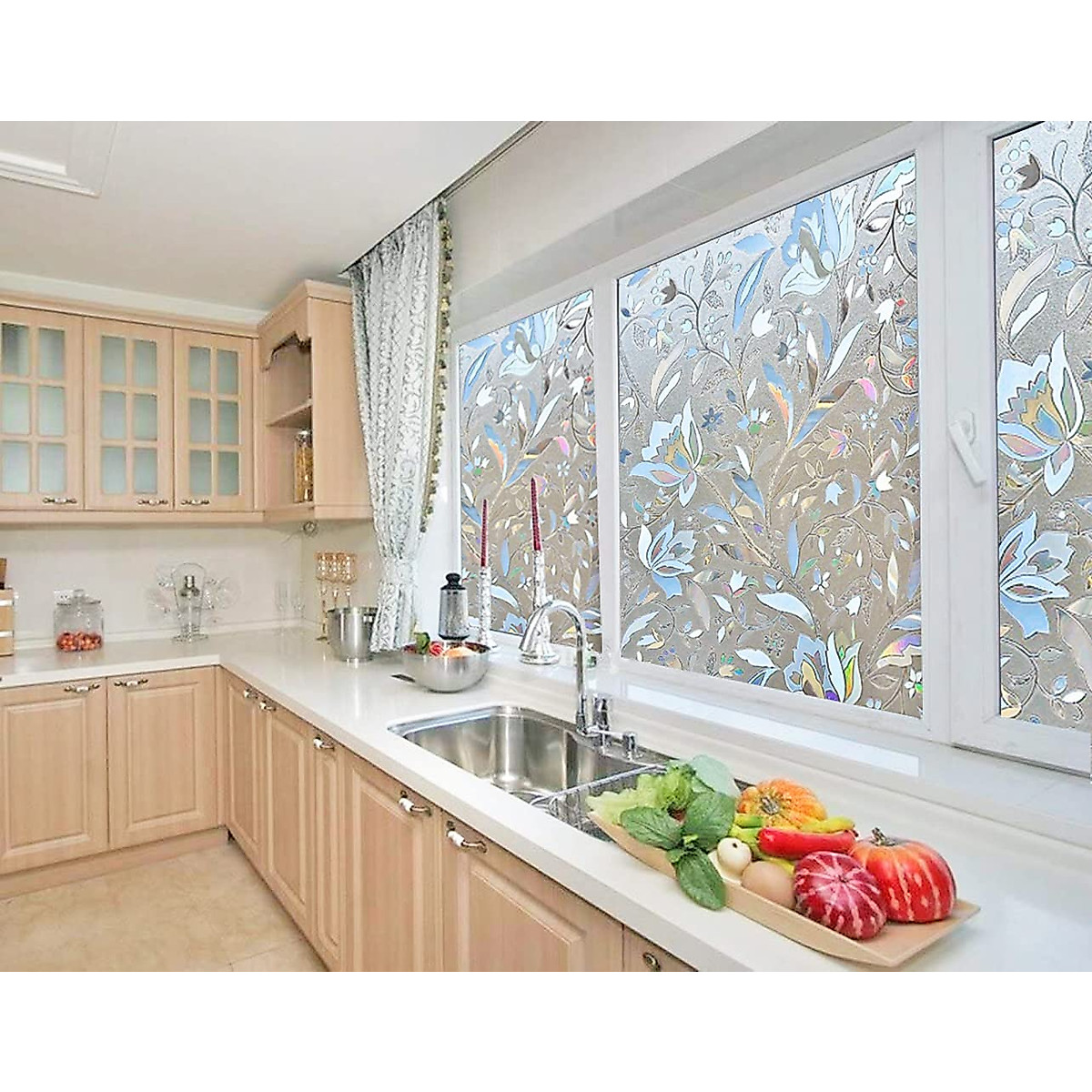 Window Film Privacy No Glue Static Cling 17.5" by 78.7" Glass Film Decorative Window Films Heat Control for Home Kitchen Office