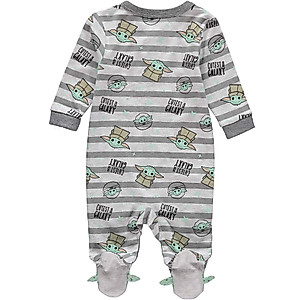 Happy Threads Star Wars Baby Boys One Piece Sleeper - Footed Baby Pajamas - Baby Boy Clothes - Footie Pajamas (Grey/Green/Brown, 3-6 Months)