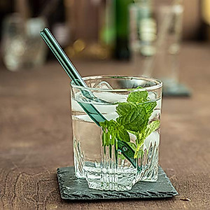 Simplifi It Assorted Color Glass Cocktail Straw Set with Nylon Cleaning Brushes (11 PC.) - SI-SGL6-11A