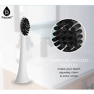 Pursonic Replacement Toothbrush Heads Charcoal Infused Bristles Compatible with Sonicare Electric Toothbrush 6 Pack