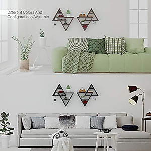 Rustic Curiosities Large Triangle Shelf - Crystal Display Altar Shelf for Stones, Essential Oils, and More 21.5 X 20 Inches (Black, Left Triangle Up)