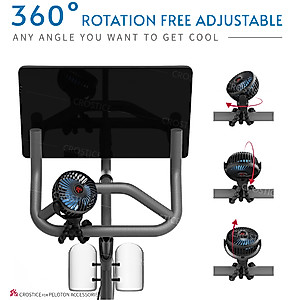Crostice Fan for Peloton, Fan for Peloton Bike & Bike+, Upgraded Battery Fan with Flexible Tripod, 360°Rotation USB Fan Adjustable 3 Speed, Accessories for Peloton, Fan for Bike & Treadmill