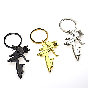 beyondcity 2 PCS SPRAY PAINT Gun Black Metal KEY CHAIN Ring Keychain NEW