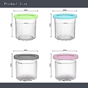 EVANEM 2/4/6PCS Creami Deluxe Pints, for Ninja Creami,16 OZ Pint Ice Cream Containers Airtight and Leaf-Proof for NC301 NC300 NC299AM Series Ice Cream Maker,Pink+Gray-2PCS