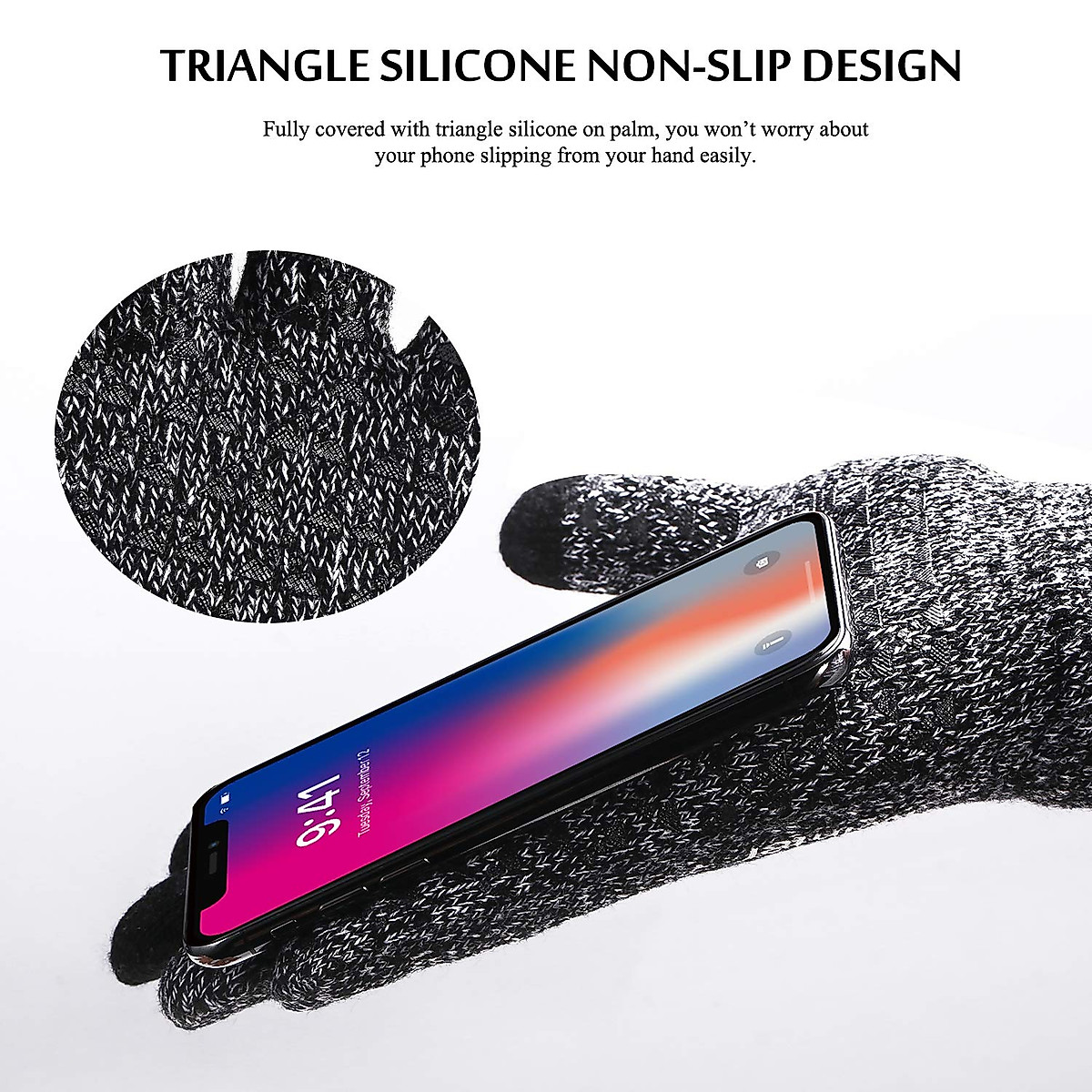 TRENDOUX Unisex Touchscreen Winter Gloves - Elastic Cuff, Thermal Lining, Stretchy Material - Black, White