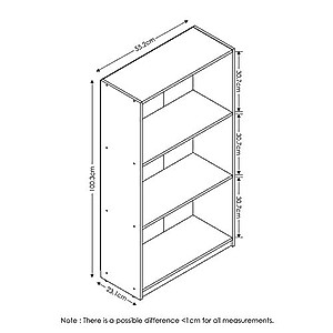 Furinno Basic 3-Tier Bookcase Storage Shelves, Light Cherry & Turn-N-Tube End Table, 1-Pack, Light Cherry/Black