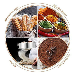 3 Pieces Tamis Flour Sieve Set Round Fine Sieve 6 Inch Stainless Steel Baking Tamis Mesh Sifter 60 Mesh with Clean Brush and Dough Scraper