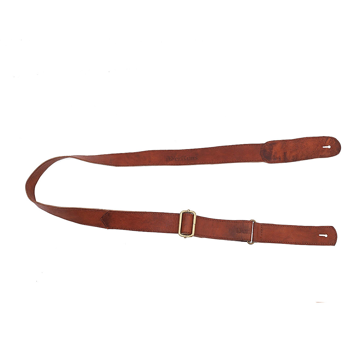 WerKens Genuine Leather Adjustable Mandolin,Ukulele Strap Belt, Soft Feel Comfortable Grip Slim Design - Brown - 1.40" inch Wide
