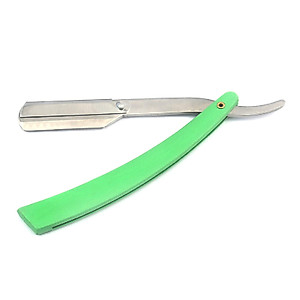 G.S GREEN STRAIGHT BARBER EDGE STEEL RAZOR FOLDING SHAVING KNIFE WITH 11 BLADES RAZORS