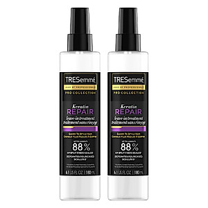TRESemmé Hair Care Pro Collection Keratin Repair Leave in Conditioner Treatment, Visibly Seals Split Ends, Tames Flyaways for Healthy Looking Hair, 2 Pack - 6.1 Fl Oz Ea