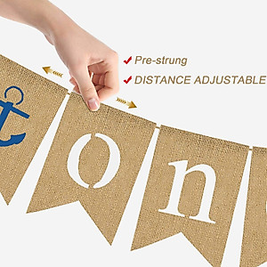 Rainlemon Nautical Boy 1st Birthday High Chair Banner Anchor Sailor One Highchair Bunting Garland Decoration