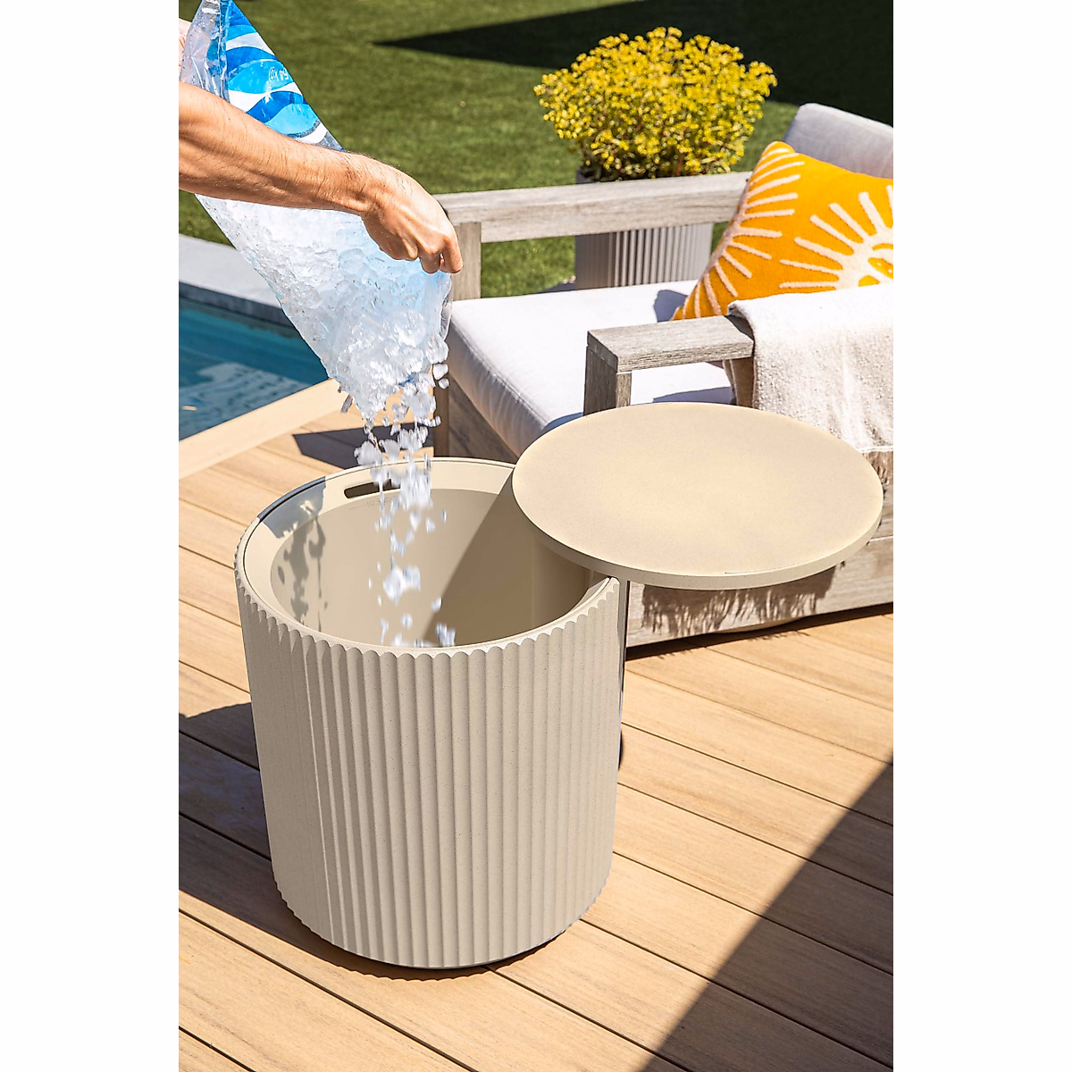 Veradek Cooler Side Table - 2 in 1 - Designed for use as Outdoor Side Table, Outdoor Patio Decor and Ice Chest